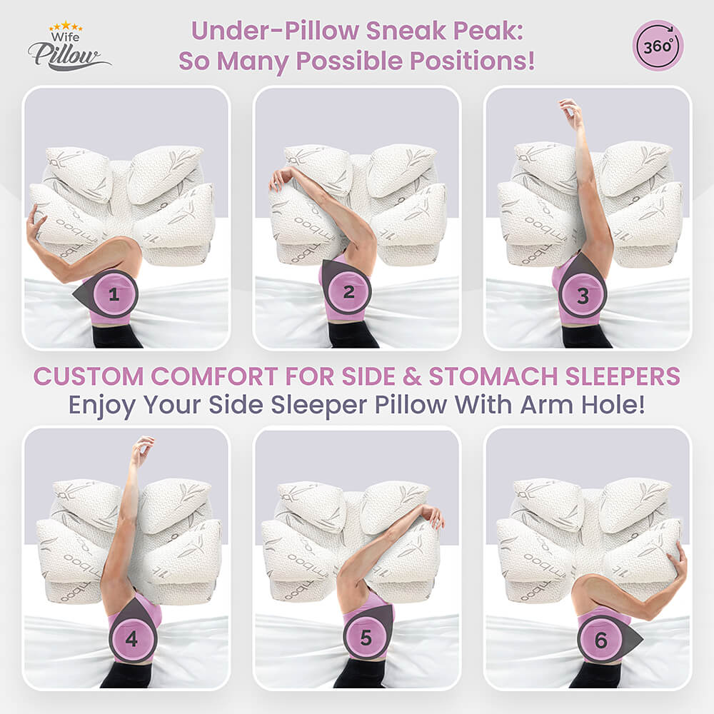 Wife Pillow. Medium Support. Arm Hole Slots for Cervical, Shoulder Pain ...