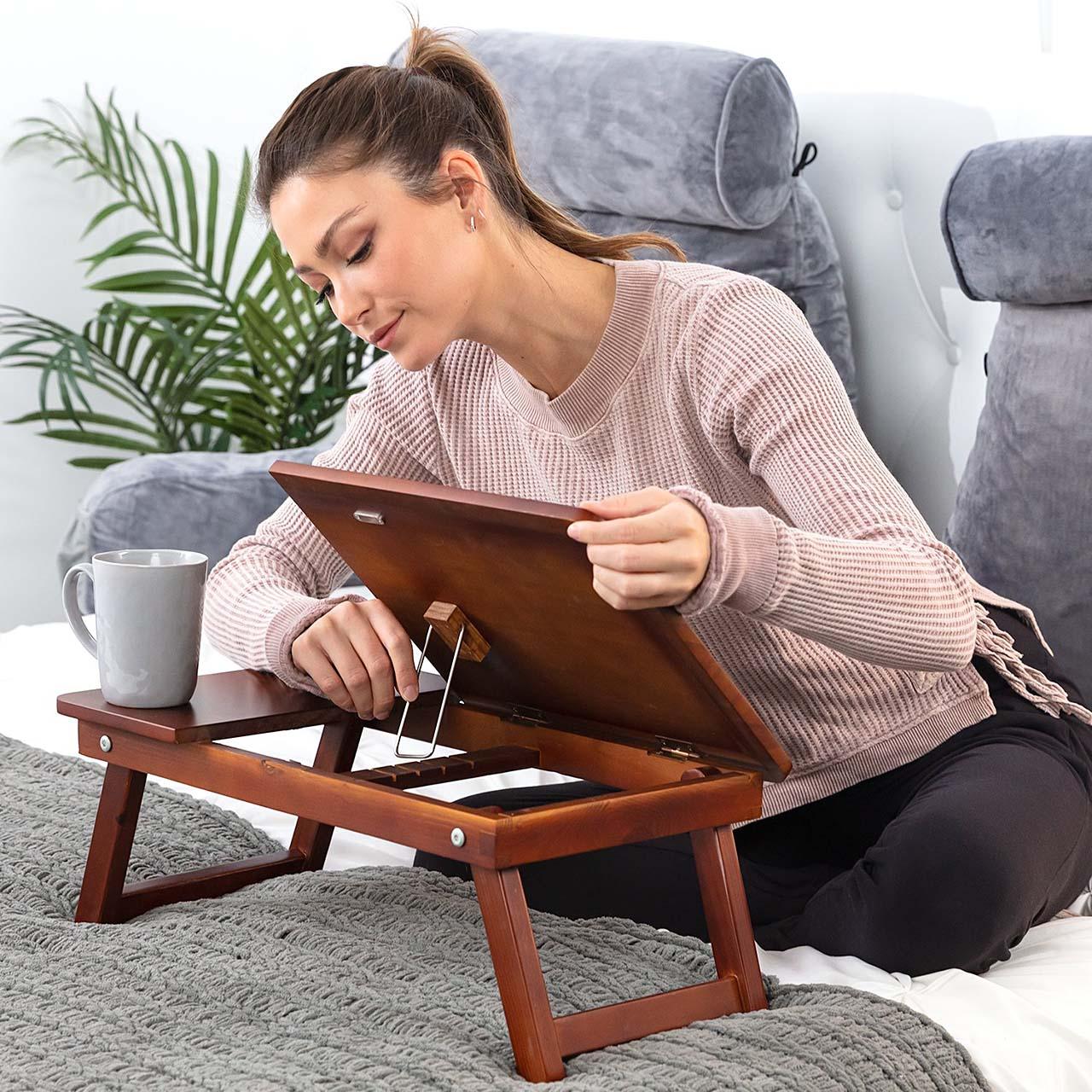 Wood Desk - Multi-Tasking Tray - Attractive Natural Wood - Light ...