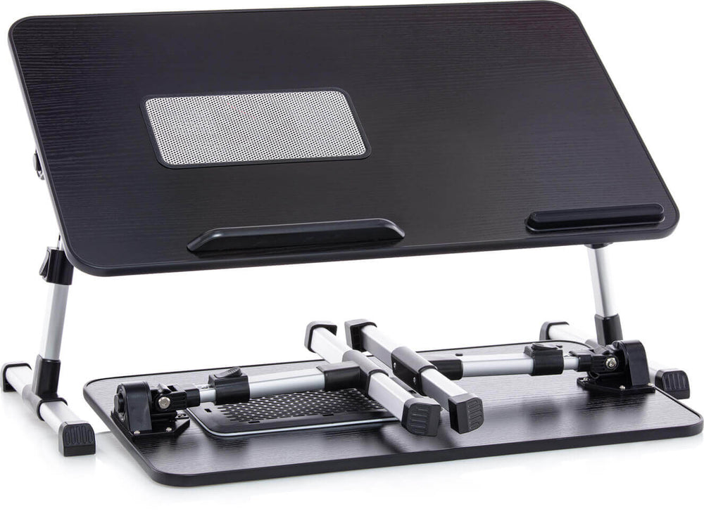 Lap Desk Black Large Wood Top - Fits Up to 17" Laptop - Dual Cushion ...